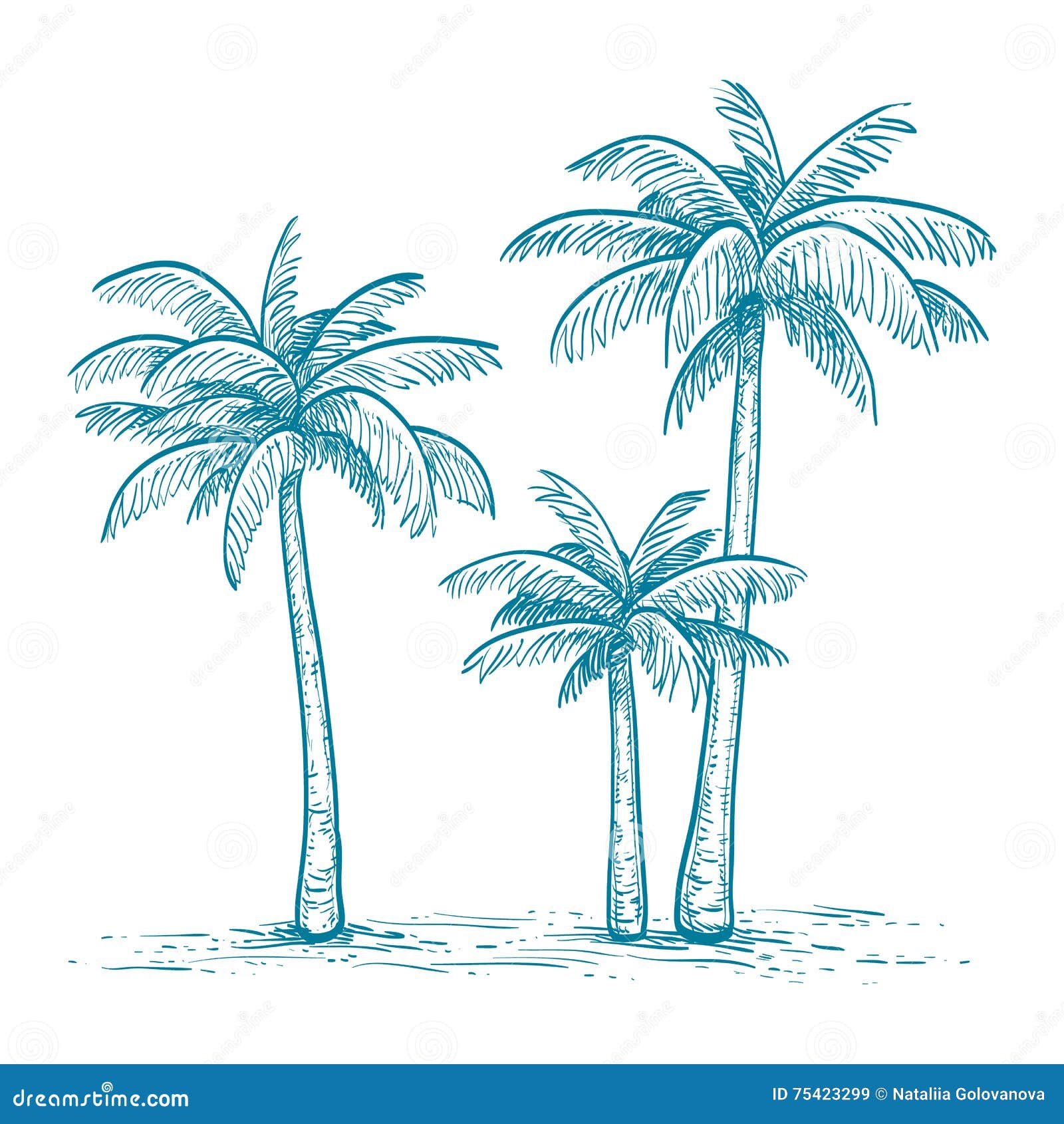 Vector Illustration of Palm Trees Stock Vector - Illustration of beach ...