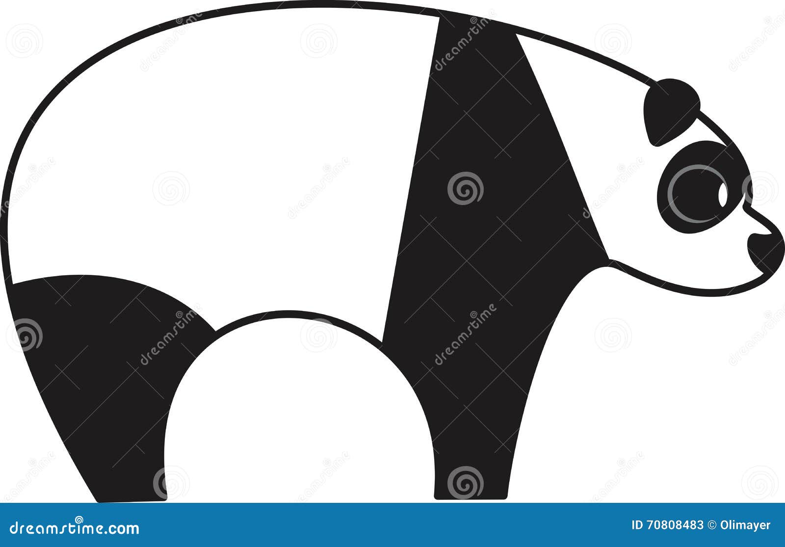 Stylized Panda Full Body Drawing. Simple Panda Bear Icon Or Logo Design ...