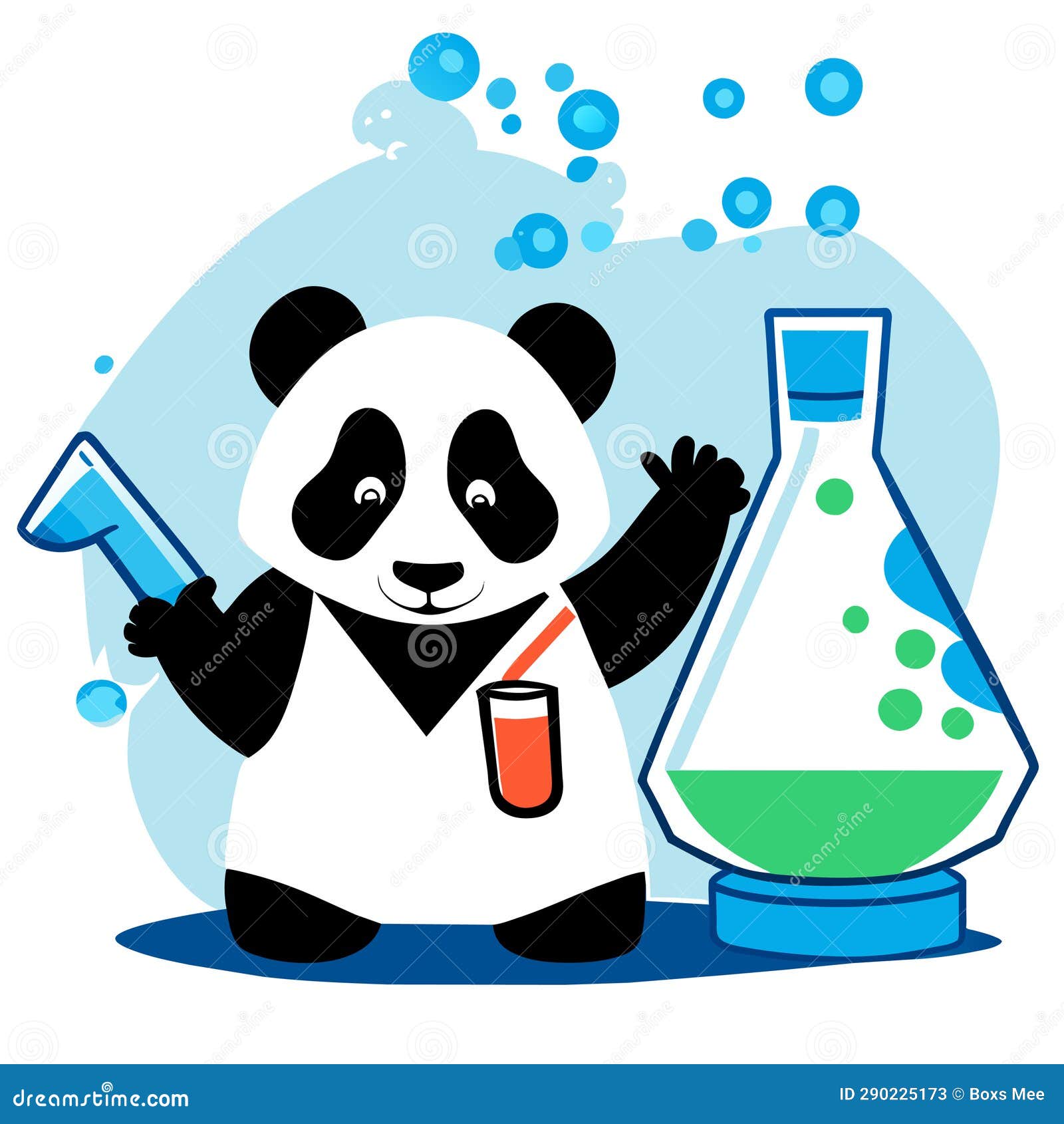 Vector Illustration of a Panda Scientist with a Flask and a Shovel ...