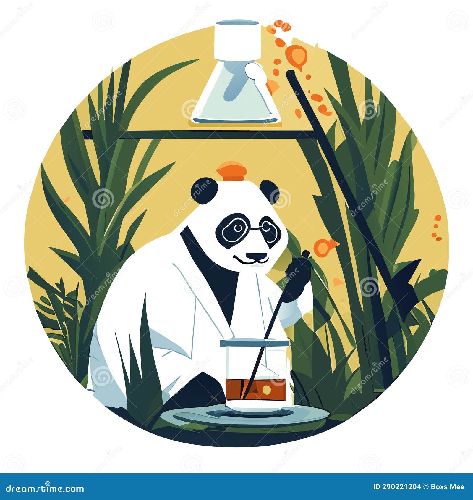 Vector Illustration of a Panda Scientist in a Lab Coat and Glasses AI ...
