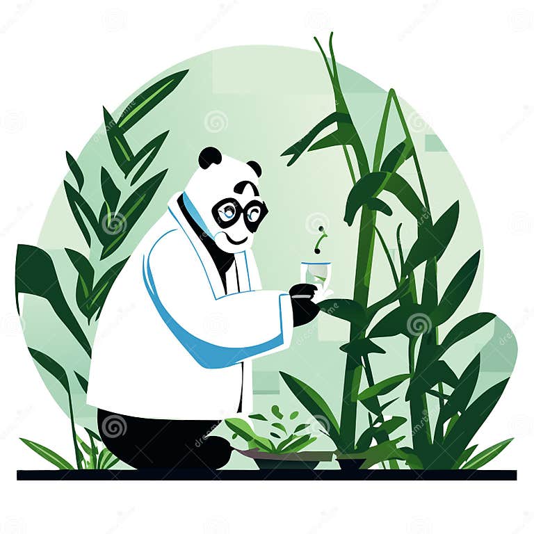 Vector Illustration of a Panda Scientist at Work in a Laboratory ...