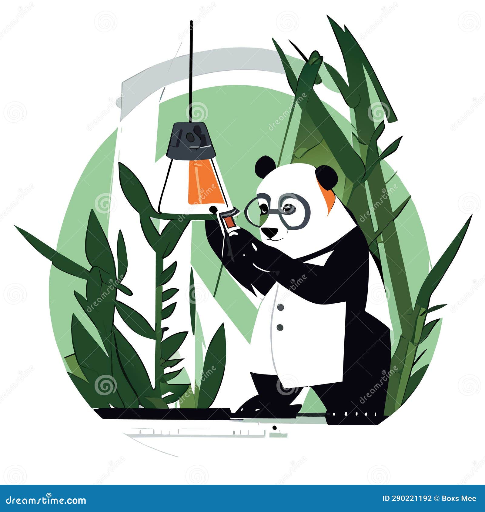 Vector Illustration of a Panda Scientist Working in the Laboratory ...