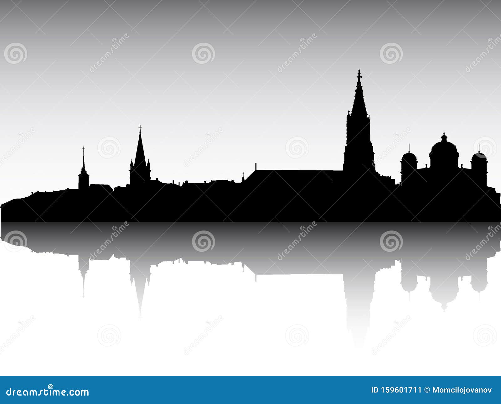 Panoramic Silhouette Skyline of Bern Switzerland Stock Vector ...