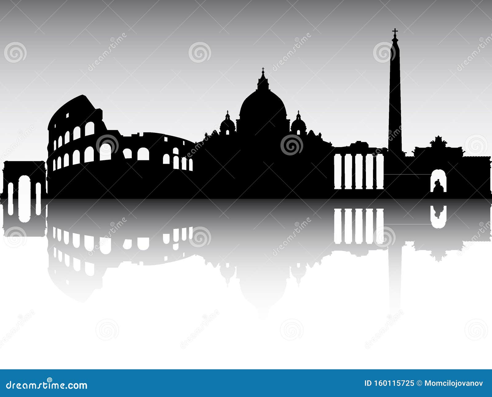 Panoramic Silhouette Skyline of Rome Italy Stock Vector - Illustration ...