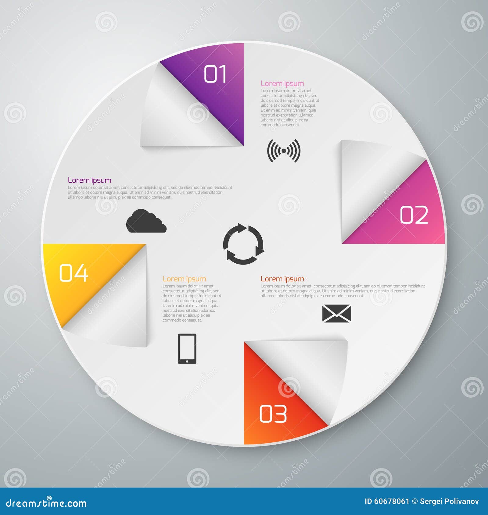 Vector Illustration of a Paper Circle with Infographics Sectors Stock ...
