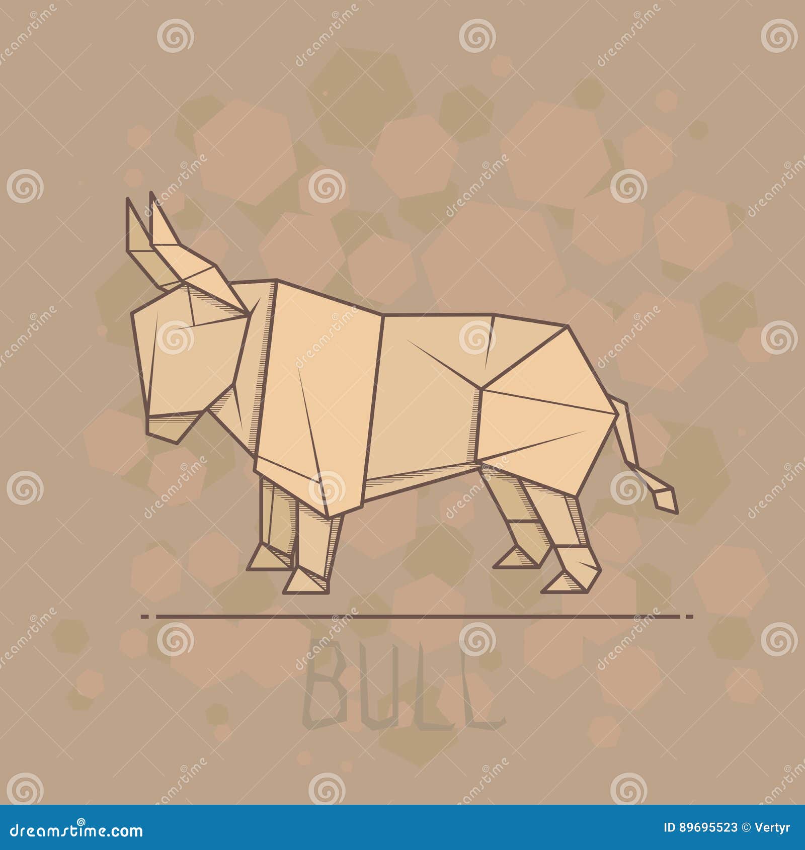 Vector Illustration Paper Origami of Bull. Stock Vector - Illustration ...
