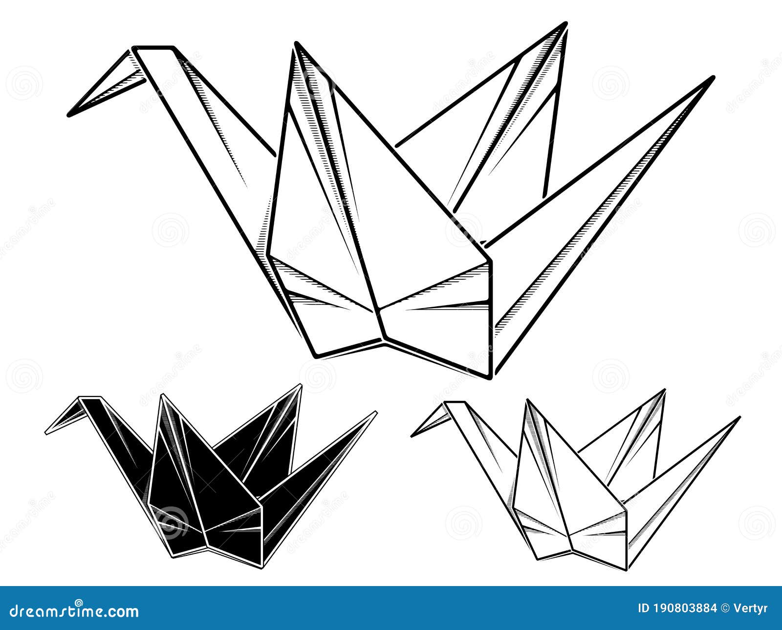 Vector Illustration Paper Origami of Crane. Stock Vector - Illustration ...