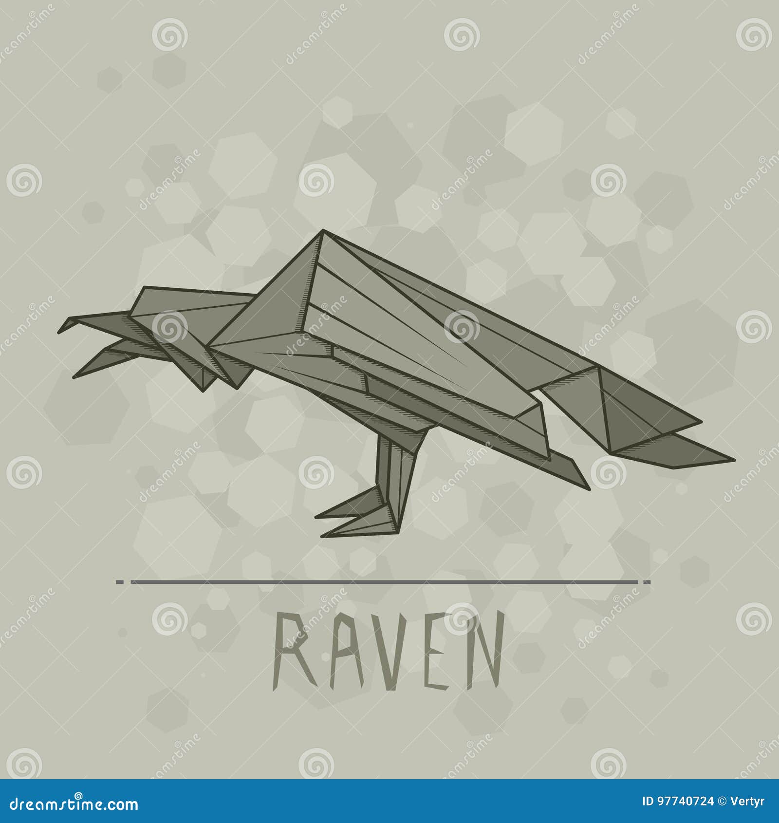 Vector Illustration Paper Origami of Raven. Stock Vector - Illustration ...