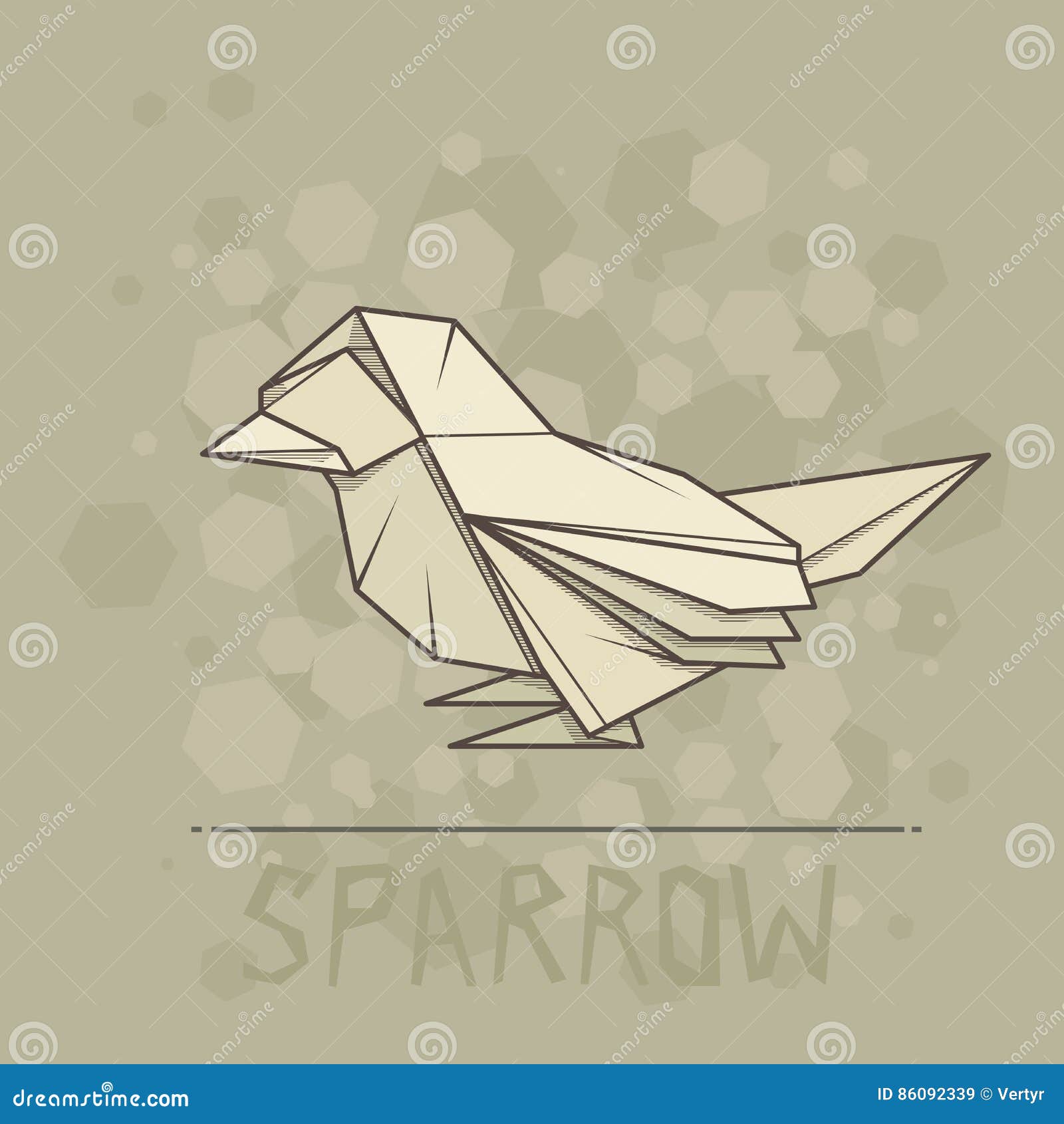 Vector Illustration Paper Origami of Sparrow. Stock Vector ...