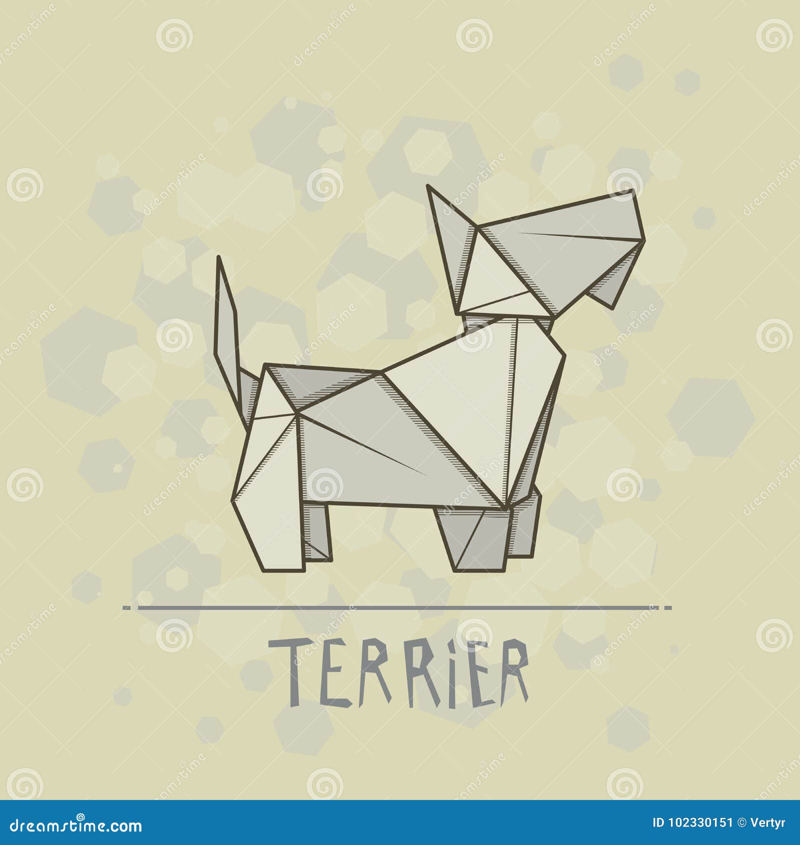 Vector Illustration Paper Origami of Terrier. Stock Vector ...