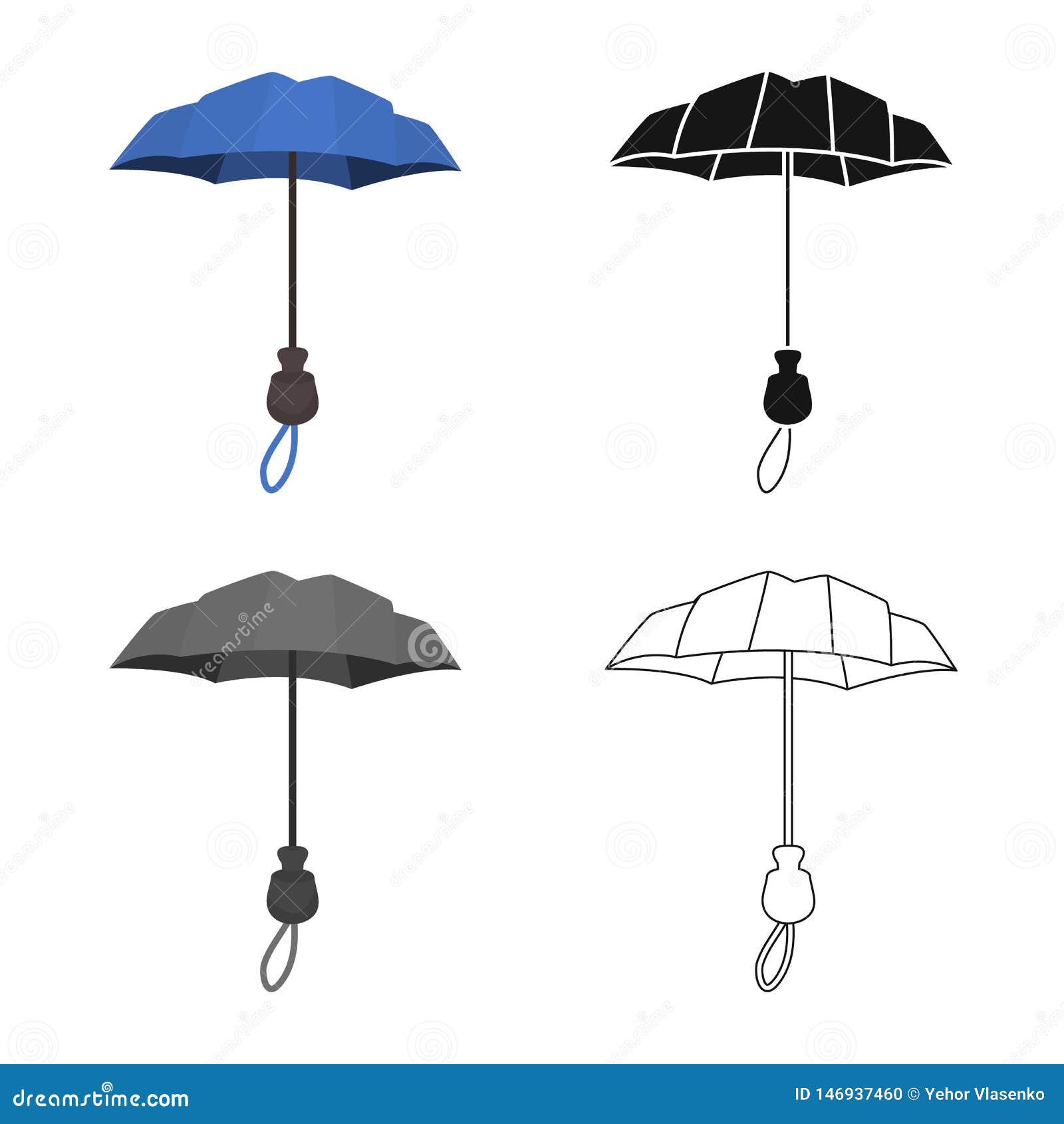 Vector Design of Parasol and Coverage Sign. Collection of Parasol and ...
