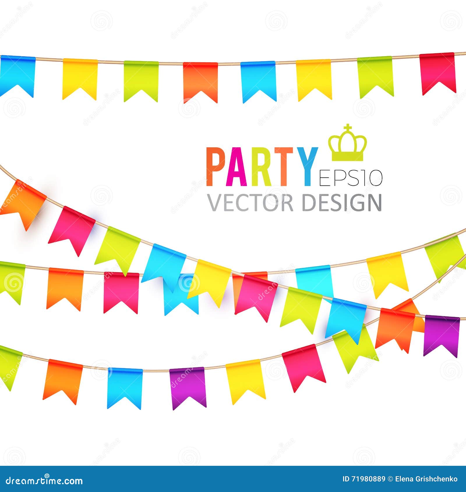 Vector Illustration. Party Flags Design with Confetti. Holiday Template ...