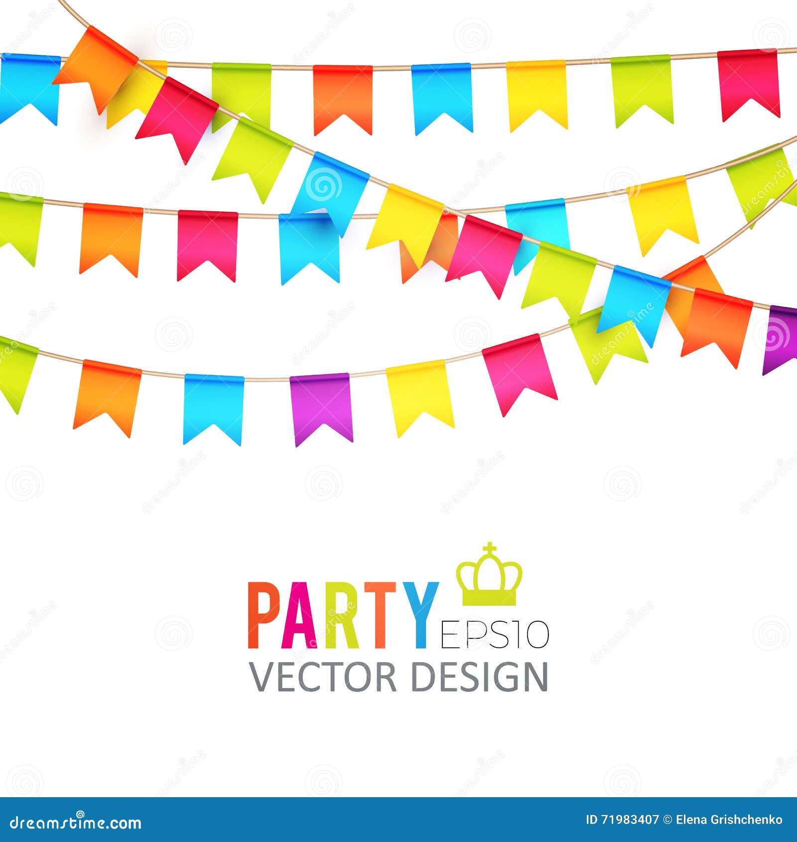 Vector Illustration. Party Flags Design with Confetti. Holiday Template ...