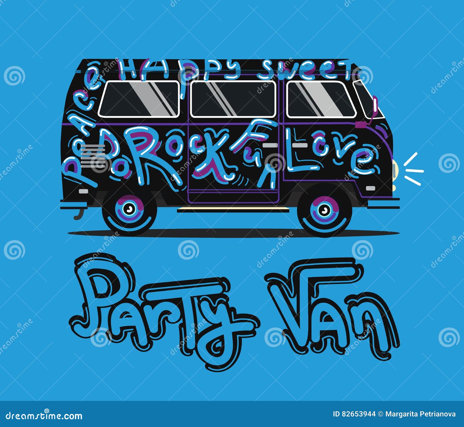 Vector Illustration Party Van Stock Vector - Illustration of creativity ...