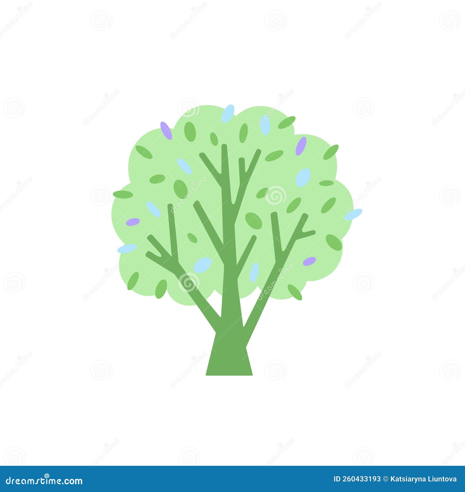 Vector Illustration in Pastel Colors. Spring Tree Simple Element or ...