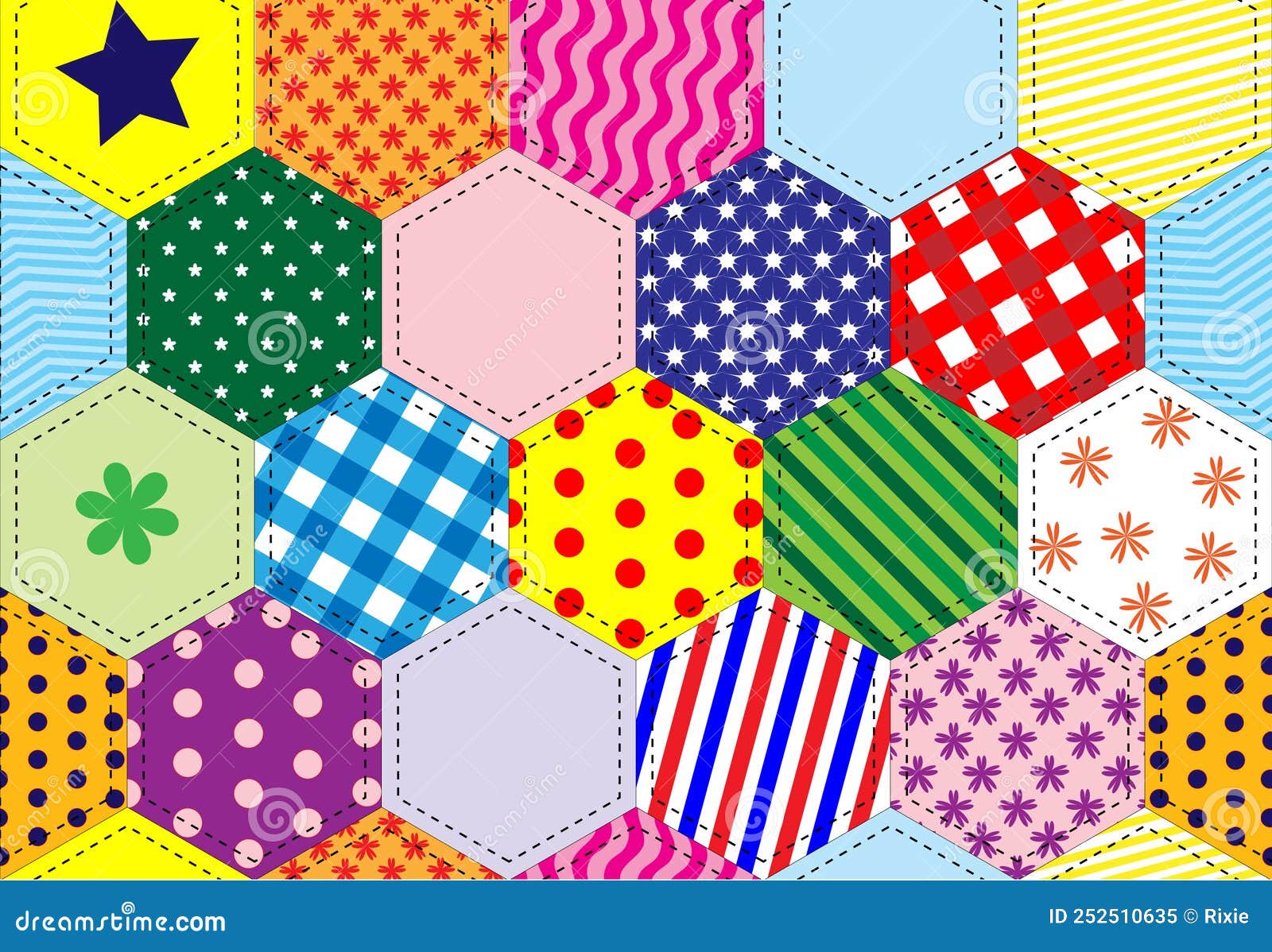 A Vector Illustration of a Patchwork Quilt Background in Bright Colours ...