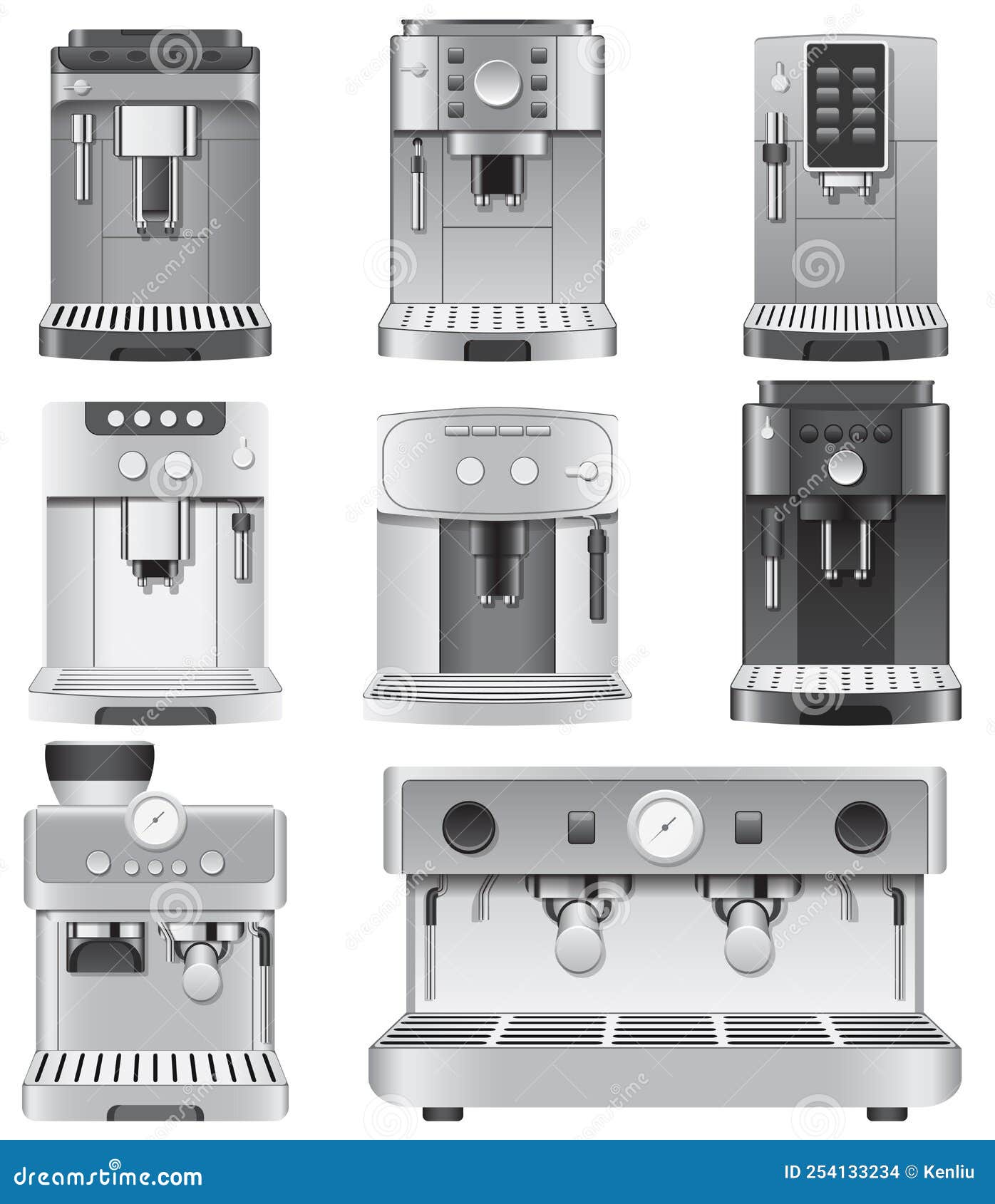 Vector Illustration Pattern Collection of Espresso Machines,with Gradients, Gradient Meshes ...
