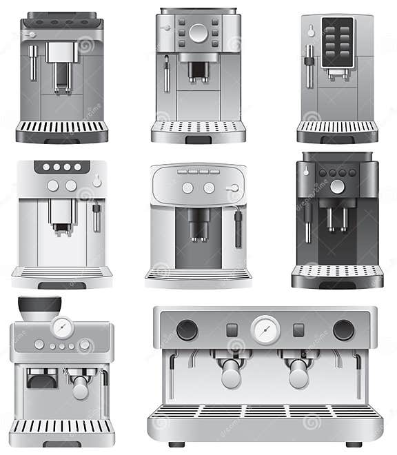 Vector Illustration Pattern Collection of Espresso Machines,with ...