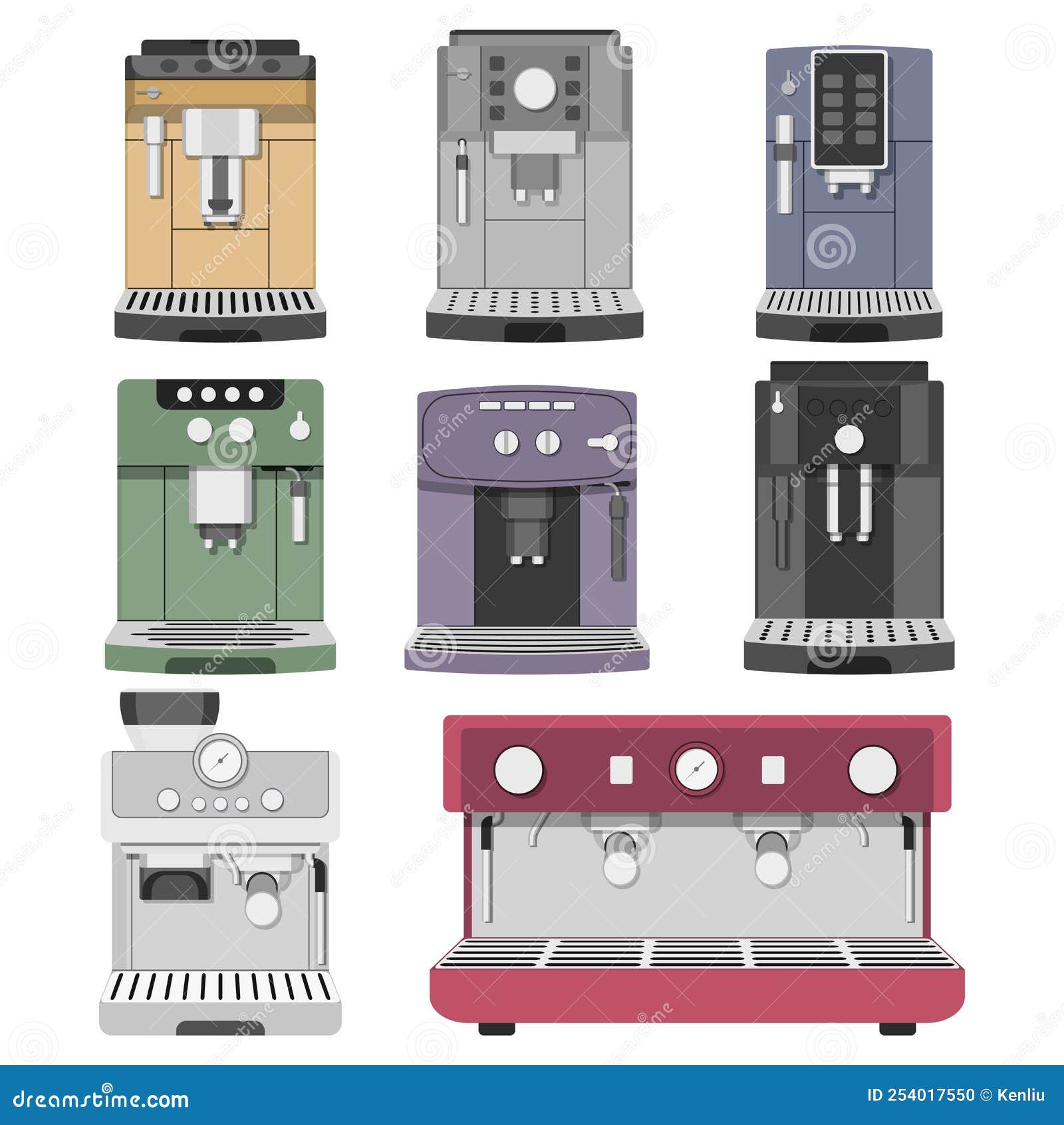 Vector Illustration Pattern Collection of Espresso Machines Stock ...