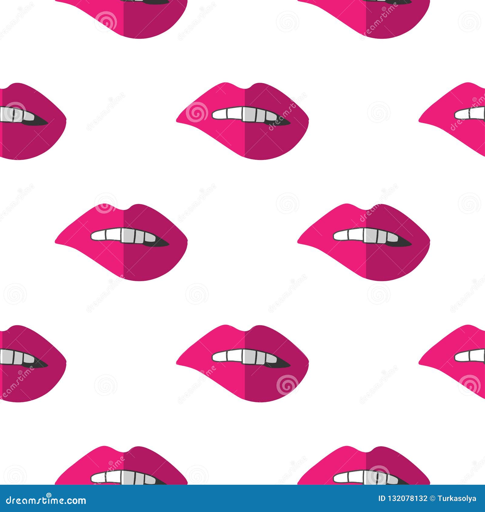 Vector Illustration Pattern with Flat Pink Lips Stock Vector ...