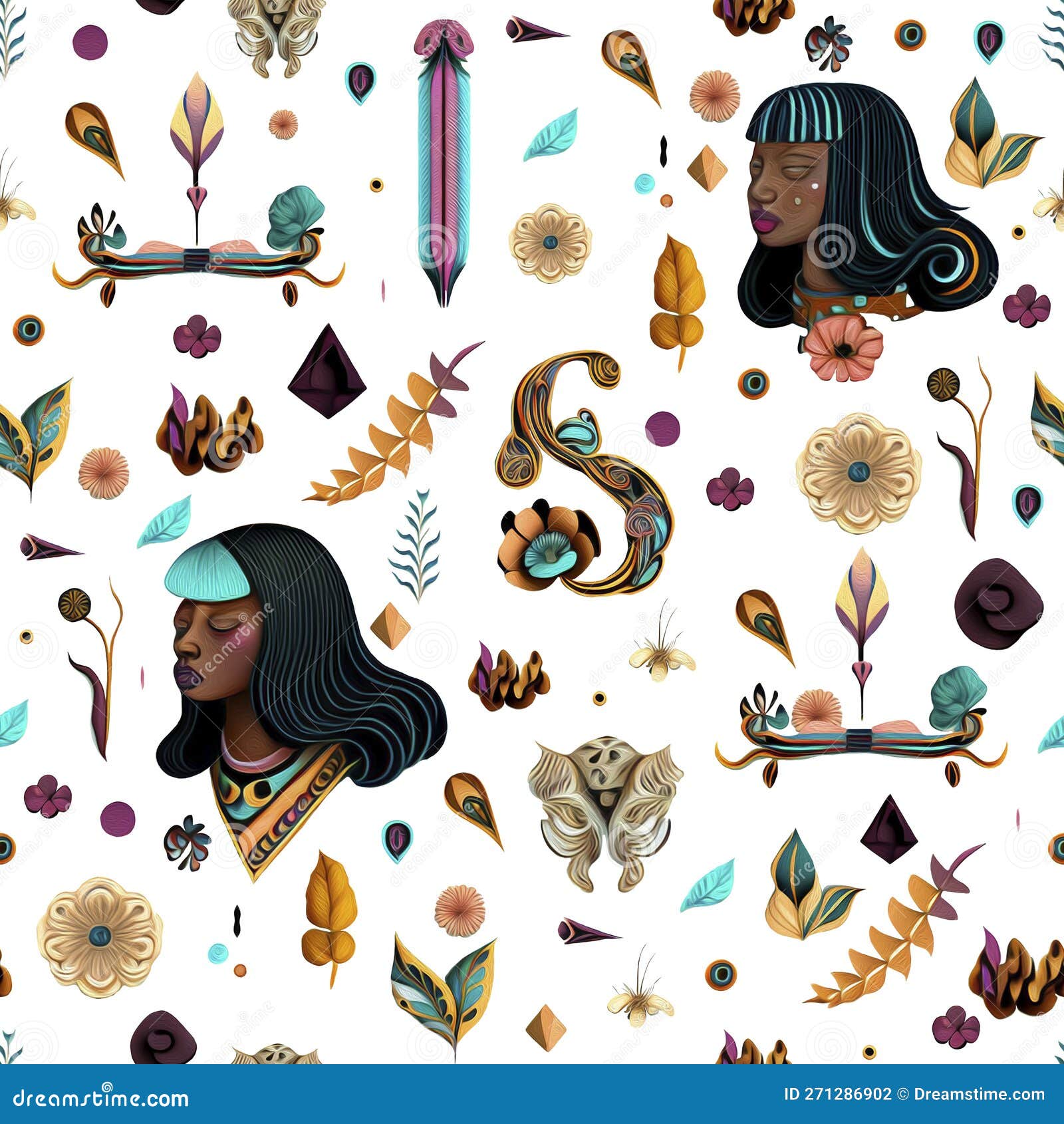 Vector Illustration Pattern. Indigenous Style. Abstract Plants, Flower ...