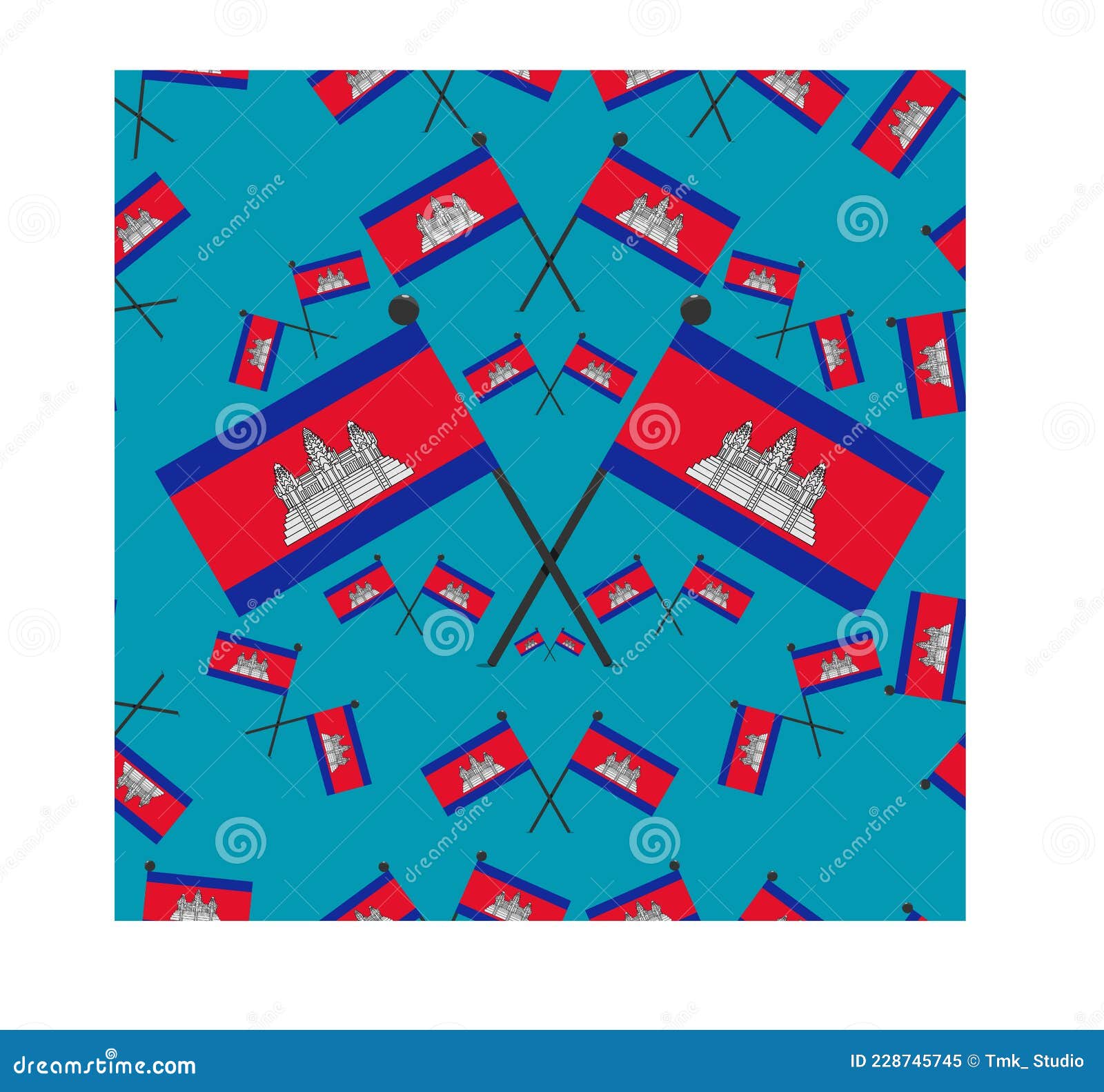 Vector Illustration of Pattern Kamboja Flags Stock Vector ...