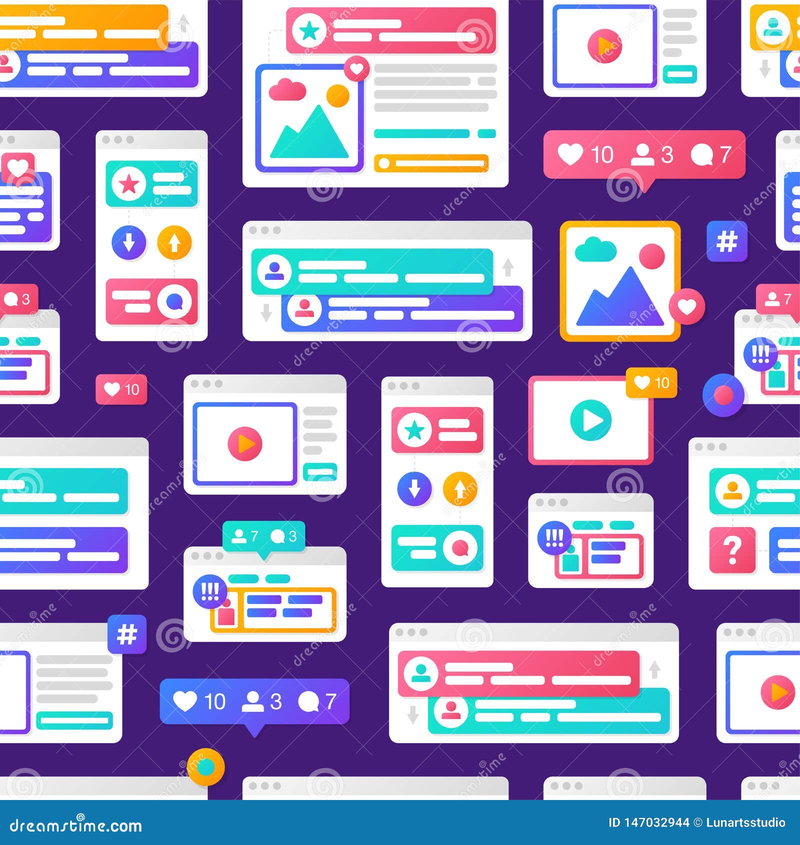 Vector Illustration Pattern Social Media Communication Concept with ...