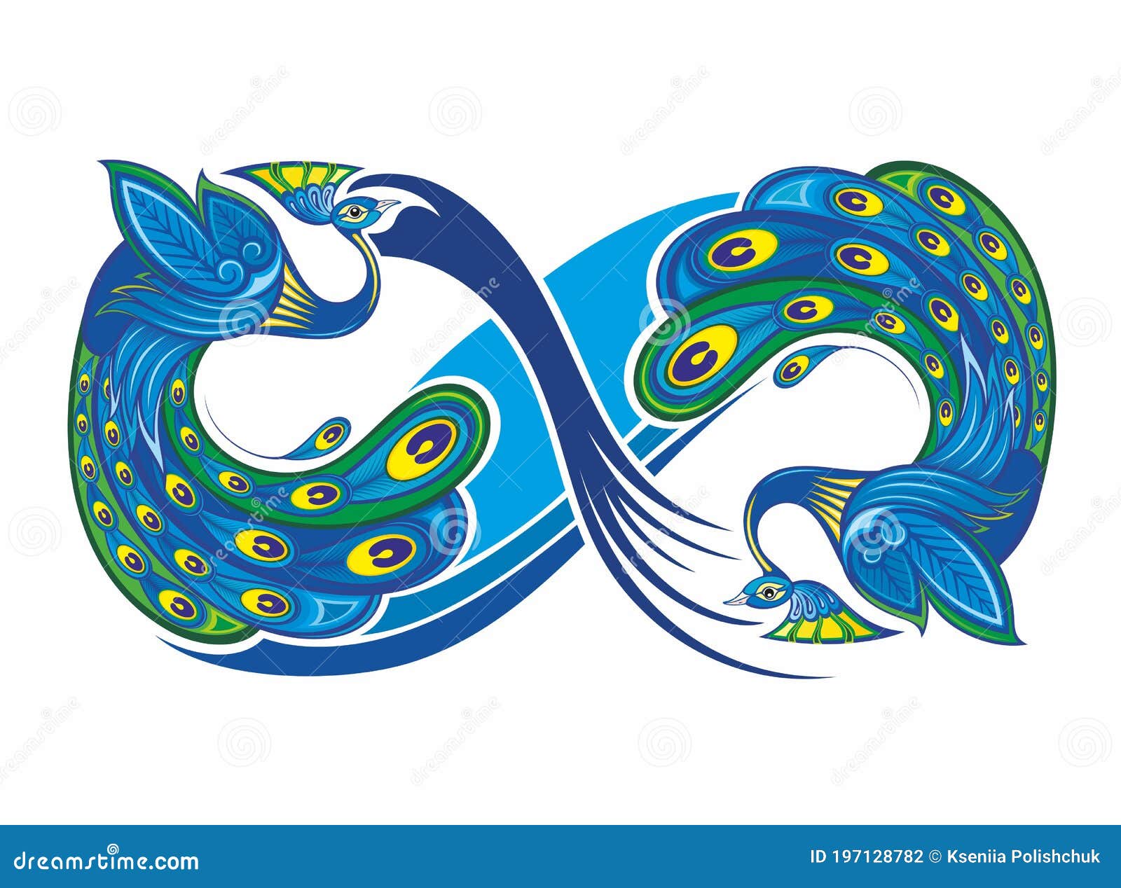 Vector Illustration Pattern with Stylized Peacock Infinity Symbol on ...