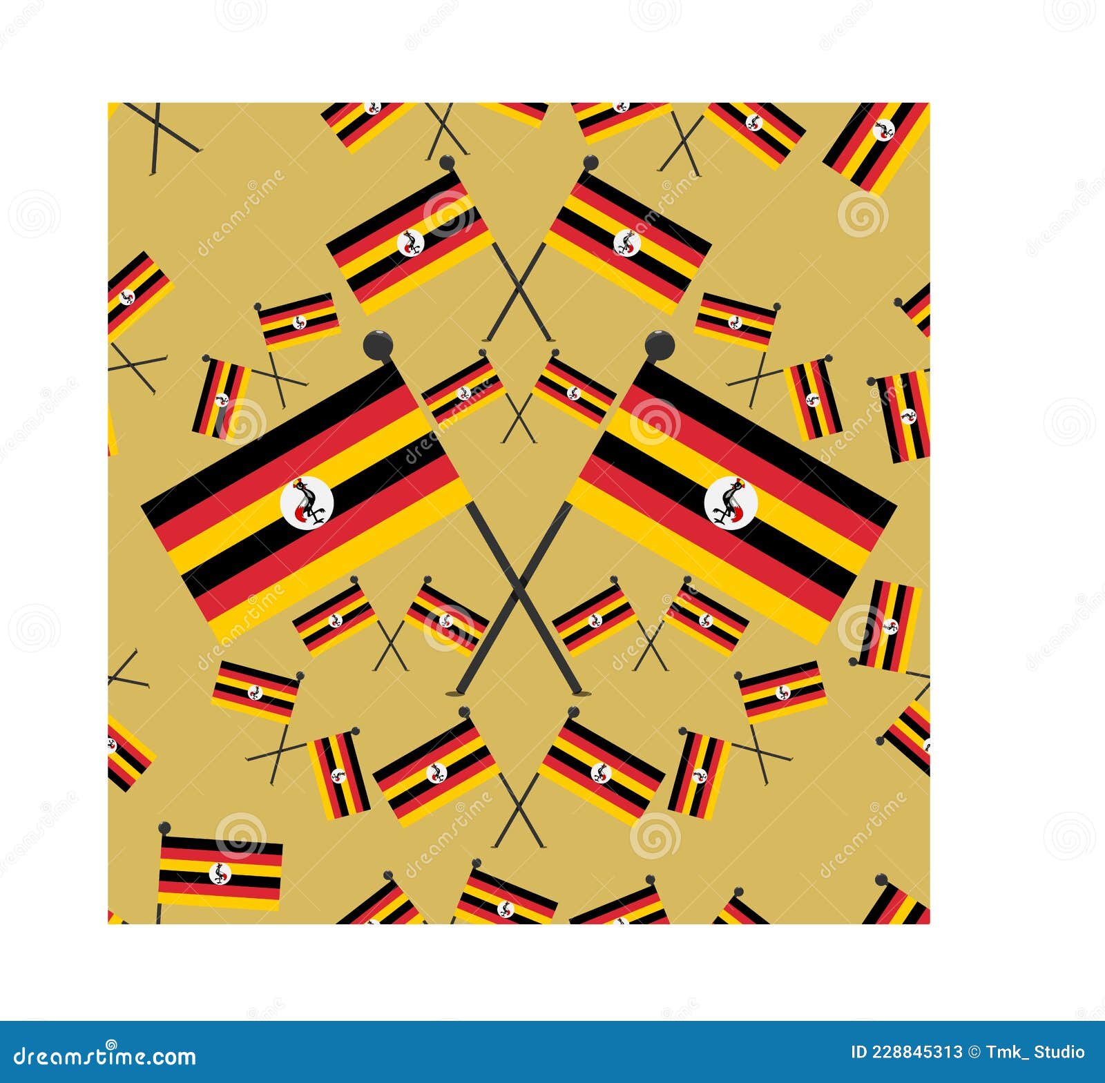 Vector Illustration of Pattern Uganda Flags Stock Vector - Illustration ...