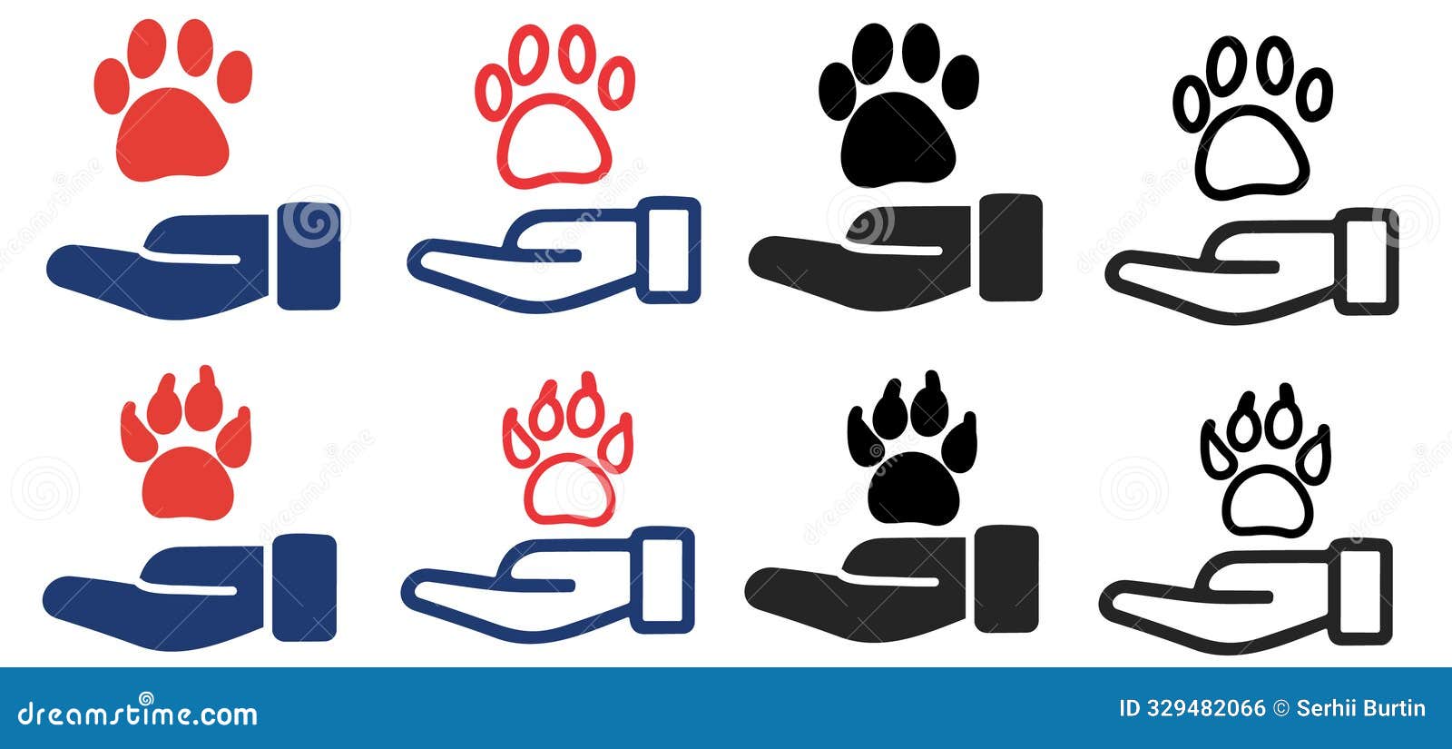 Vector Illustration of Paw in Hand Icon Set Isolated. Vector ...
