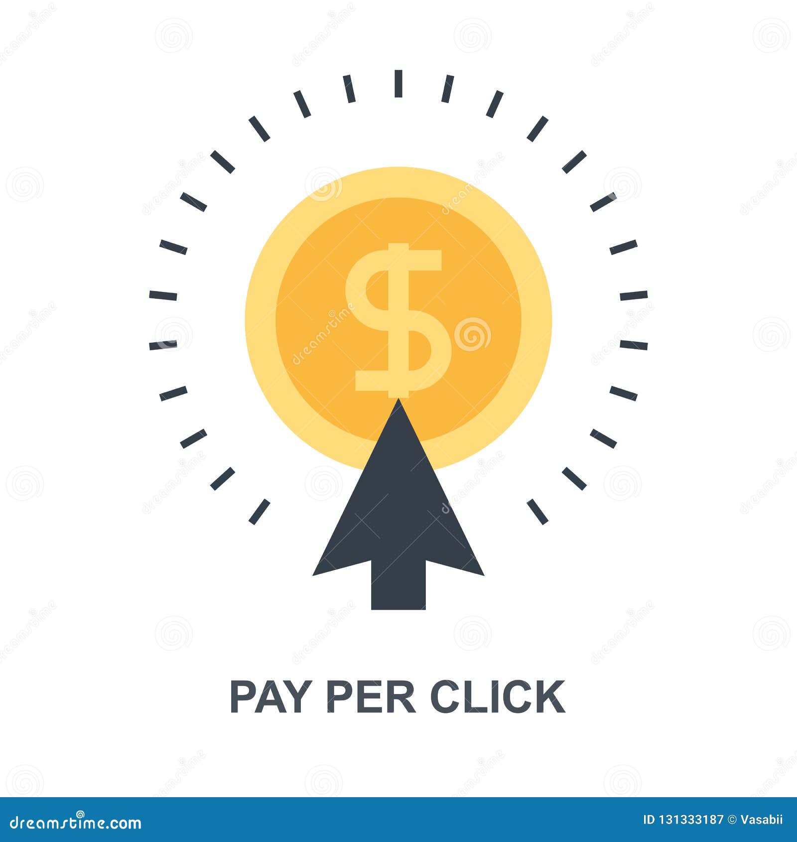 Pay Per Click icon concept stock vector. Illustration of flat - 131333187