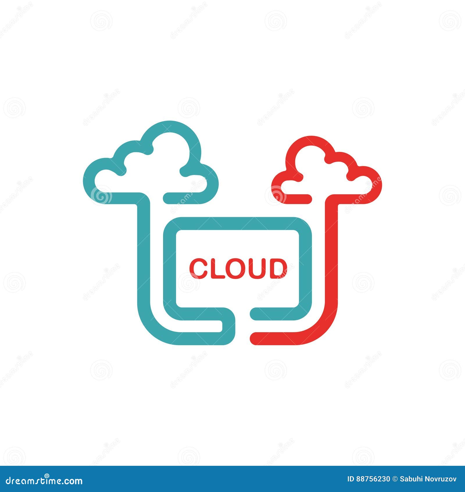 Vector Illustration of PC and Cloud Computing Icon. Stock Vector ...