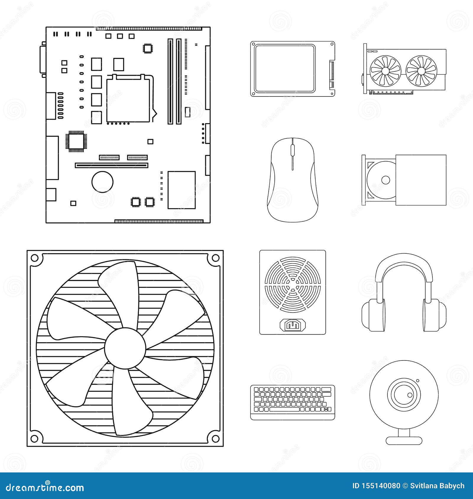 Vector Design of Pc and Component Sign. Set of Pc and Technology Stock ...