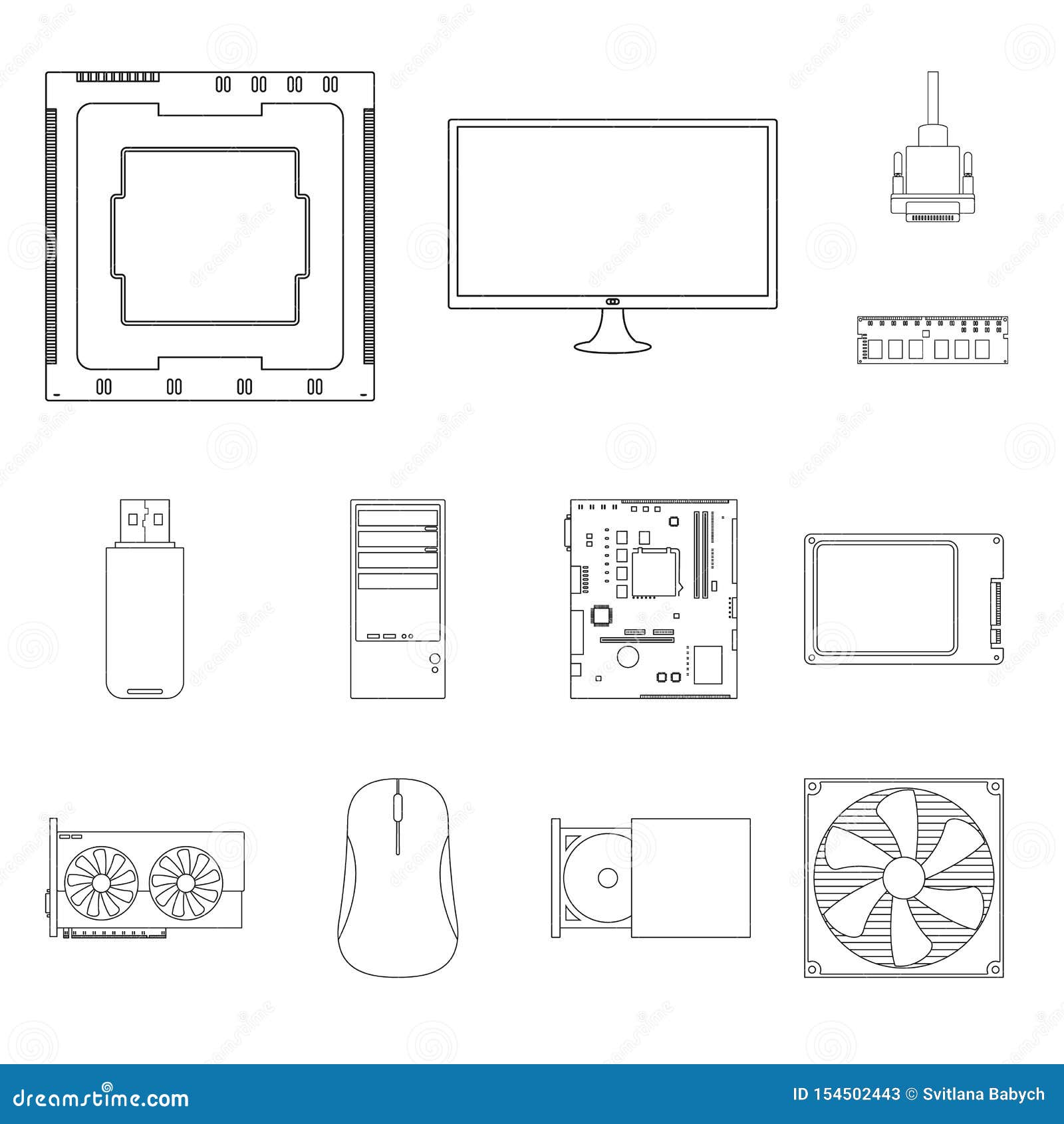 Vector Illustration of Pc and Component Logo. Collection of Pc and ...