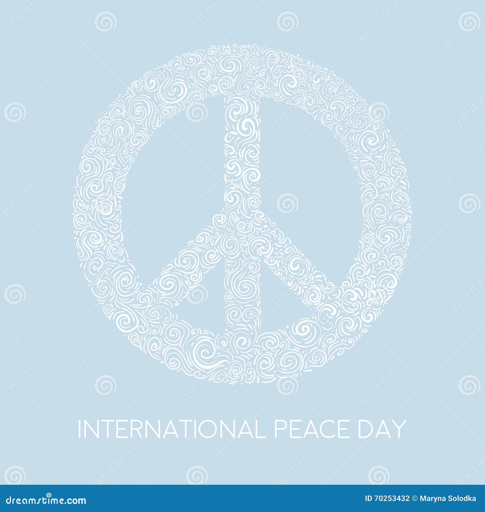 Vector Illustration of Peace Sign on Blue Background. Template for ...