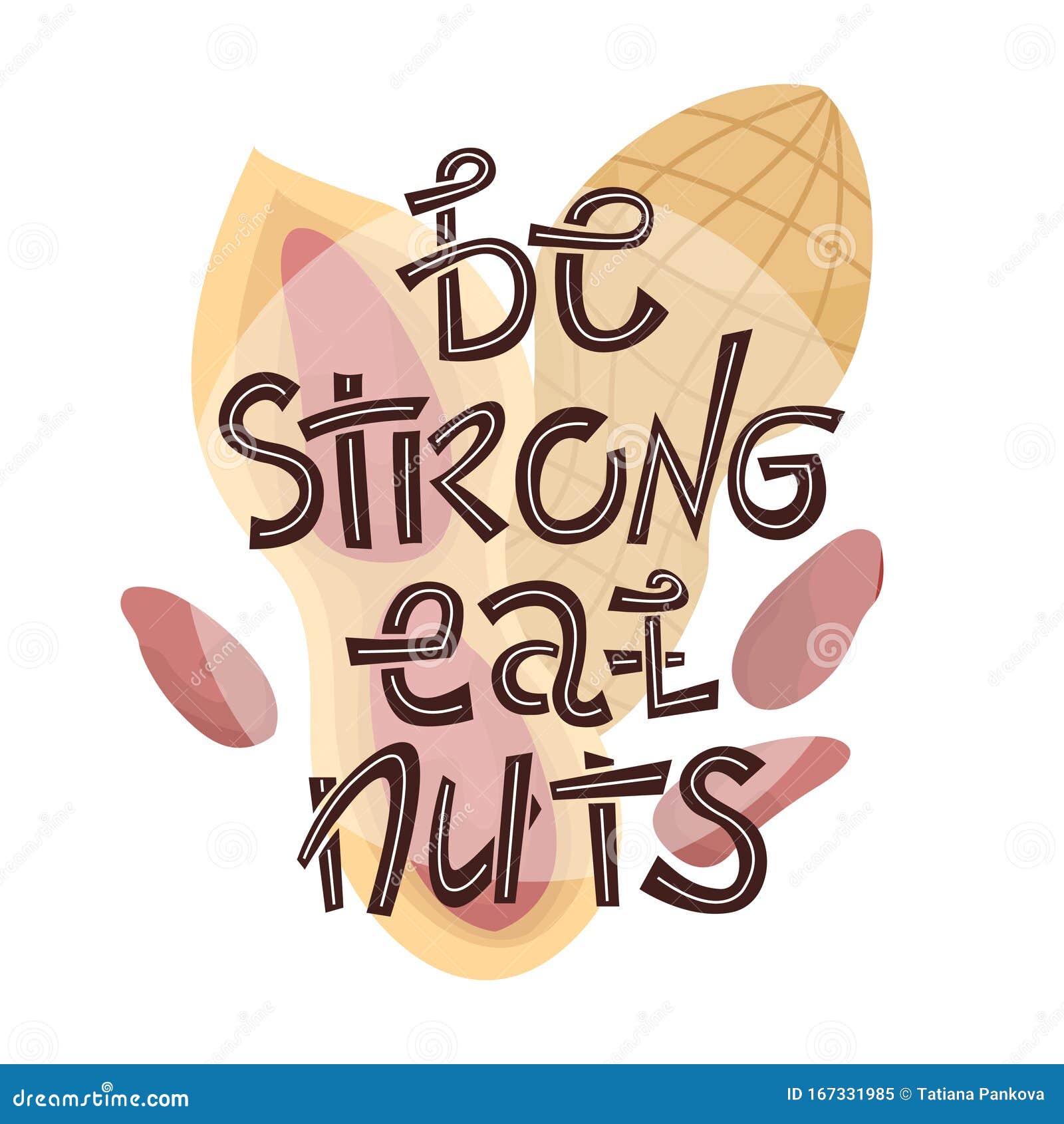 Peanuts Lettering. Frame Of Nuts. Vector Illustration In Freehand ...