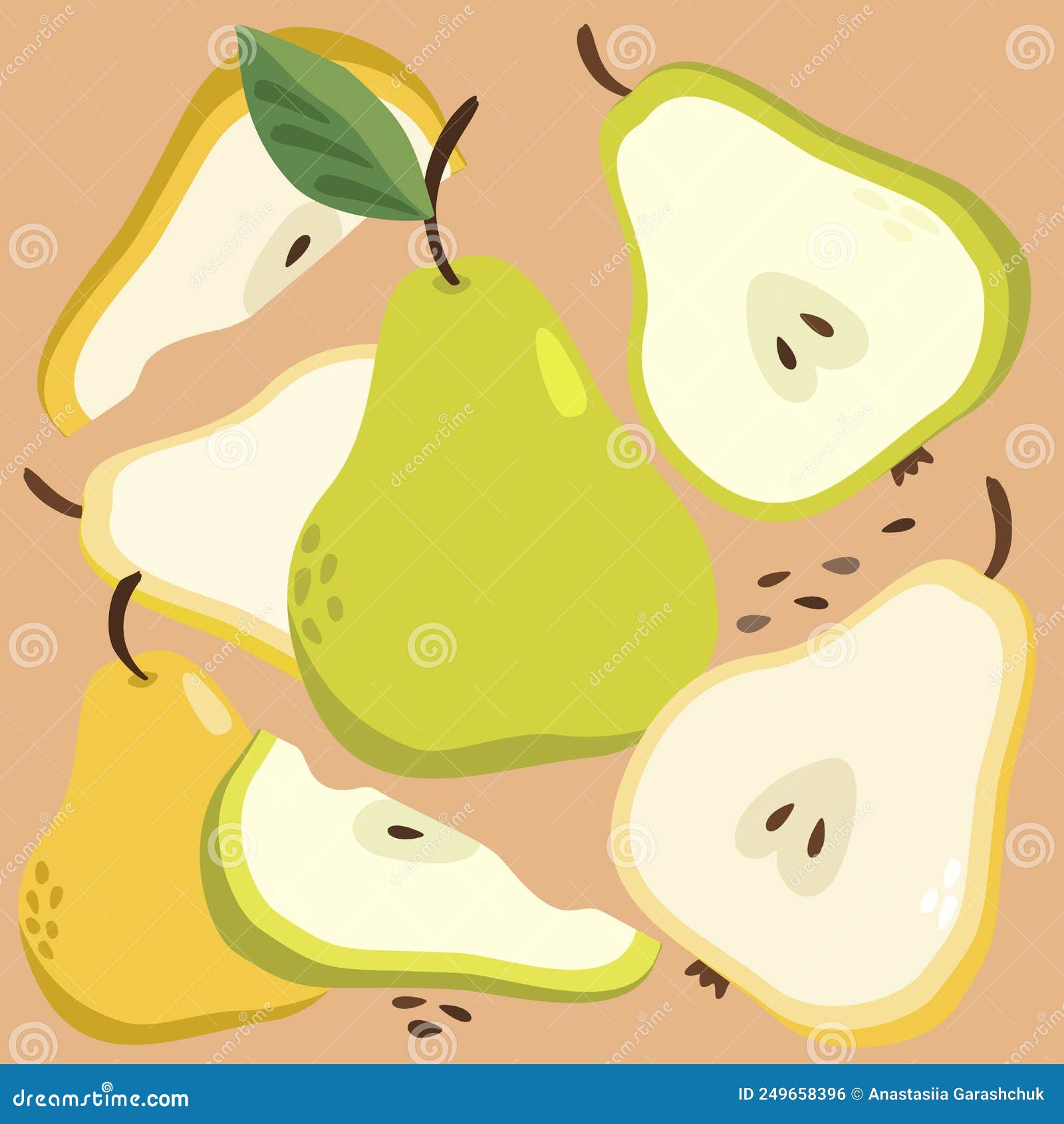 Vector Illustration of Pears, Whole and Slices. Stock Vector ...