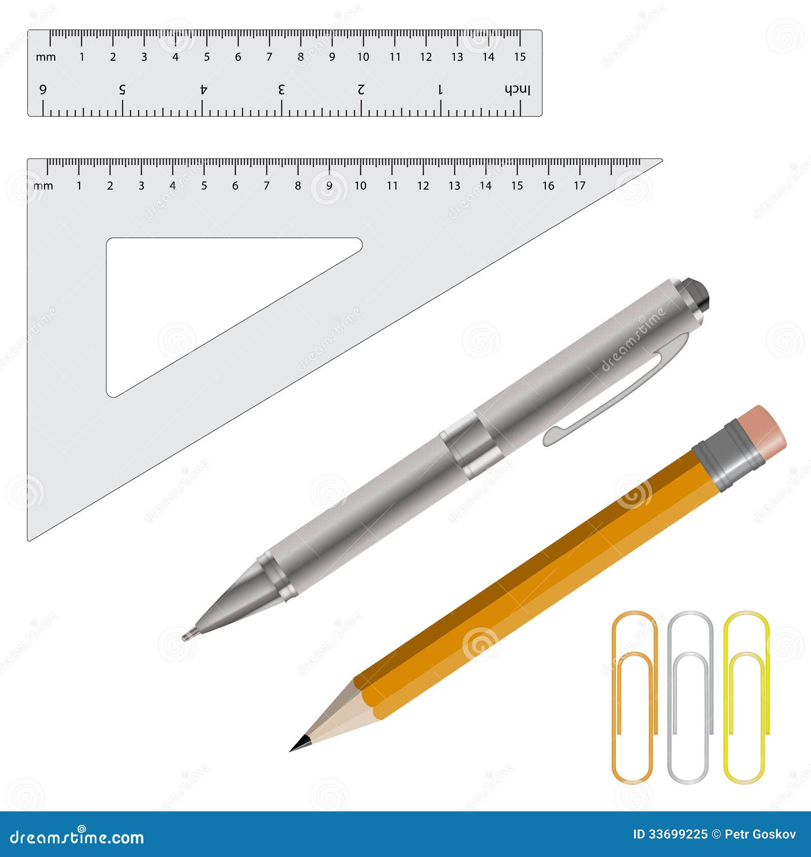 Vector Illustration of Pencil, Pen and Rulers Stock Vector ...