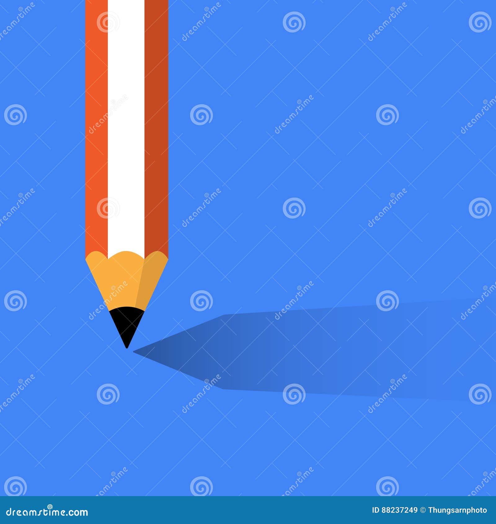 Vector Illustration of Pencil with Shadow on Blue Stock Vector ...