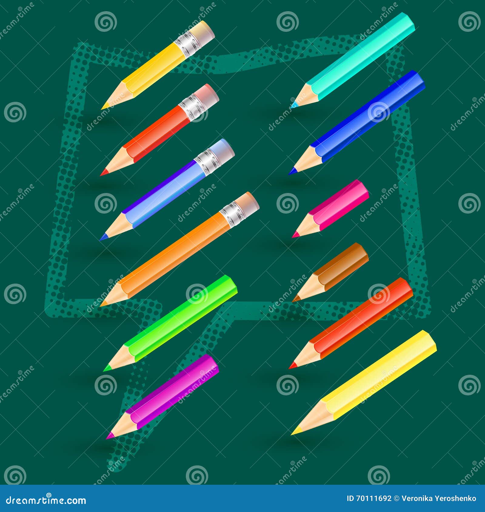 Vector Illustration with Pencils and Speech Bubble. Stock Vector ...