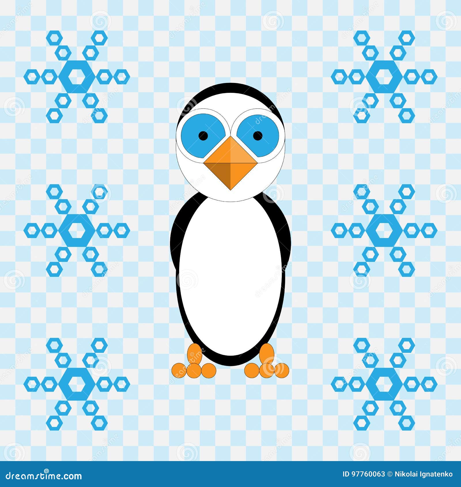 Vector Illustration of Penguin and Snowflakes Stock Vector ...