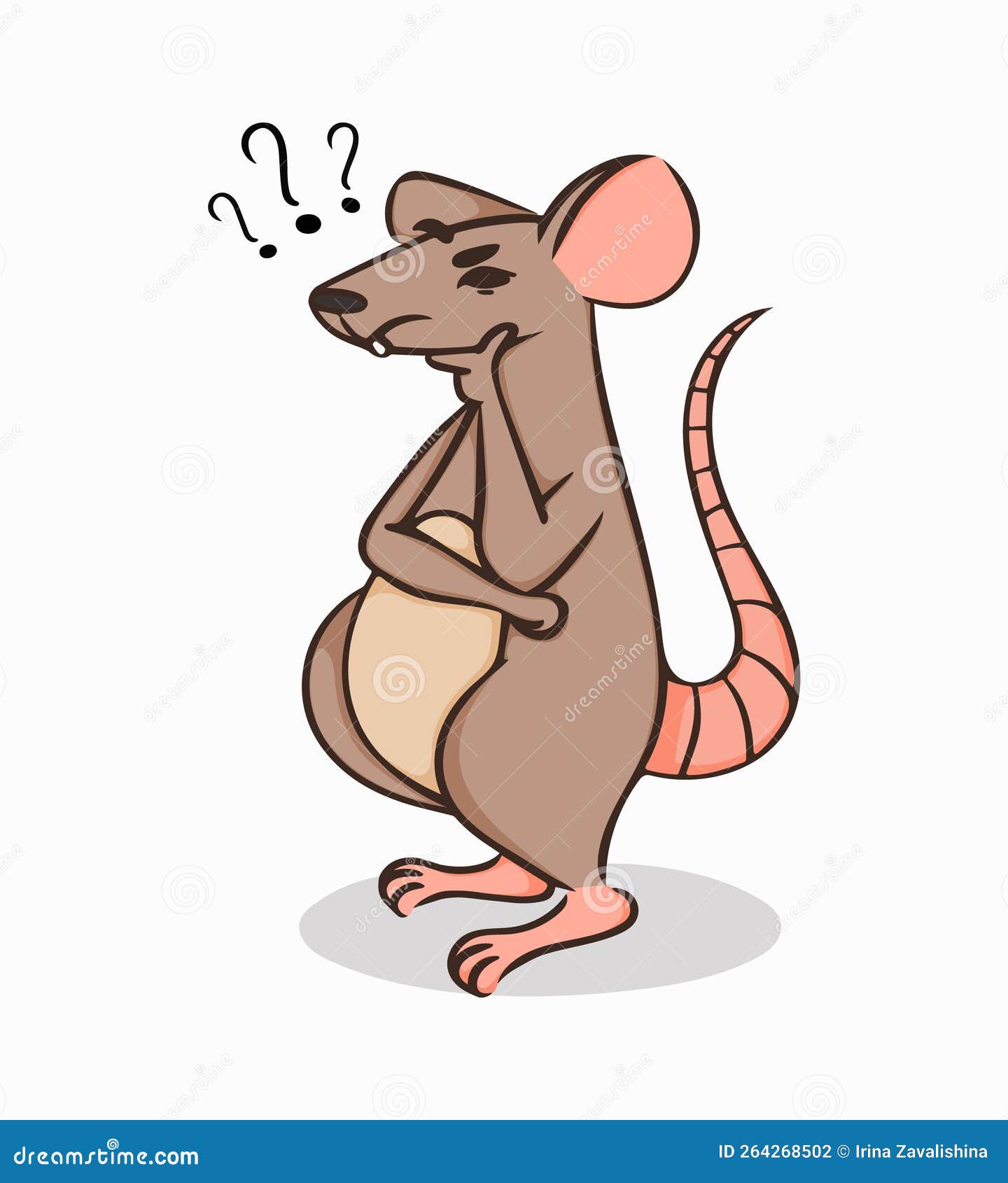 Vector Illustration of Pensive Rat. Image Isolated on White Background ...