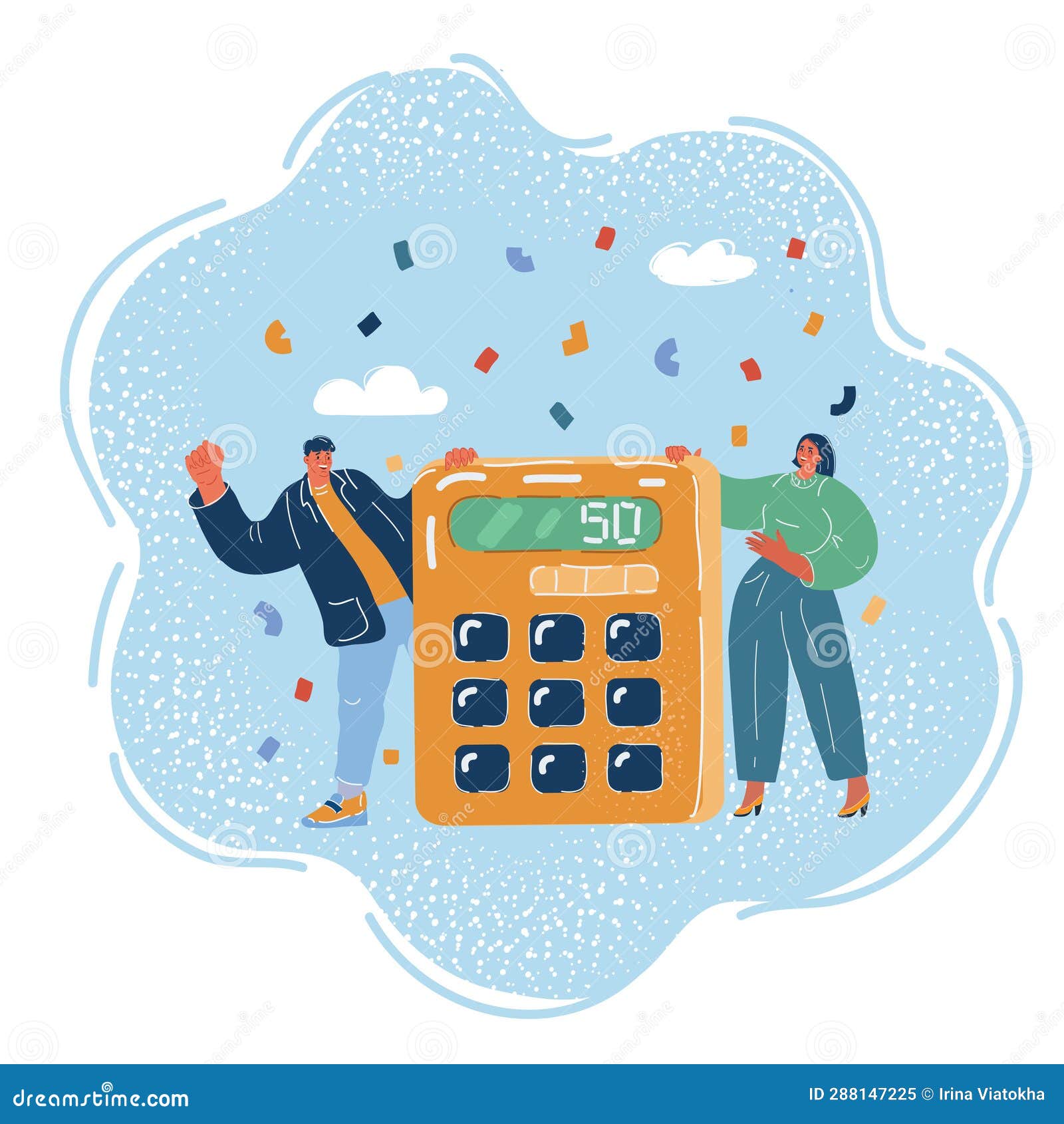 Vector Illustration of People with Big Calculation. Stock Illustration ...
