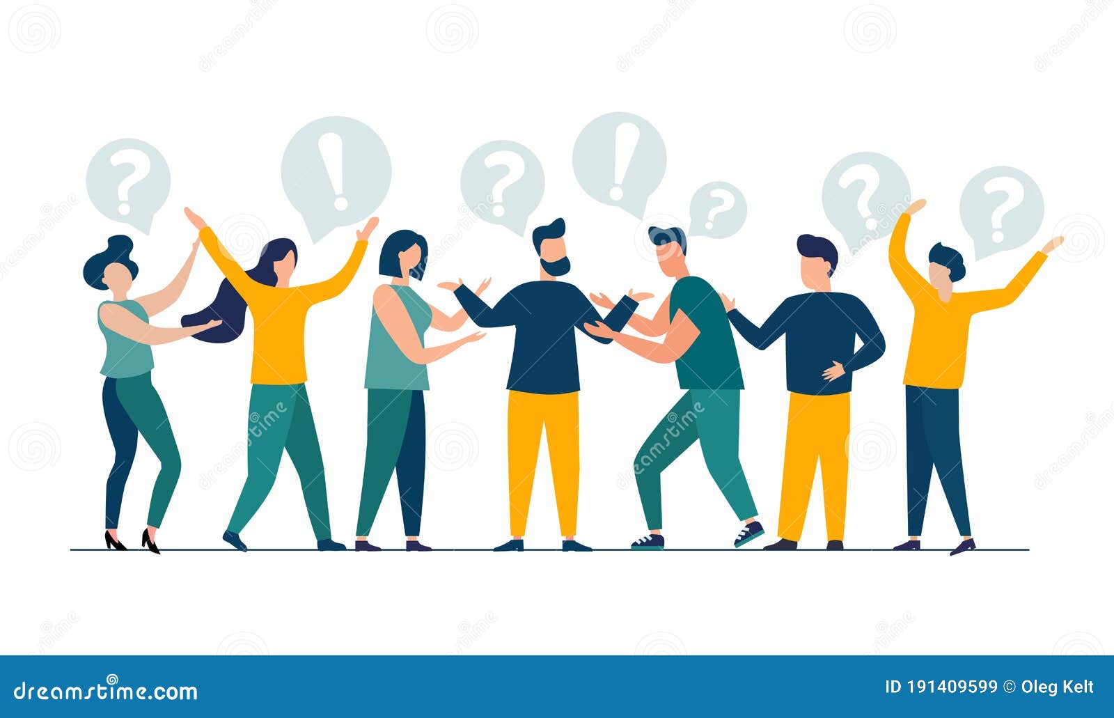 Vector Illustration of People Communicating in Search of Ideas, Problem ...
