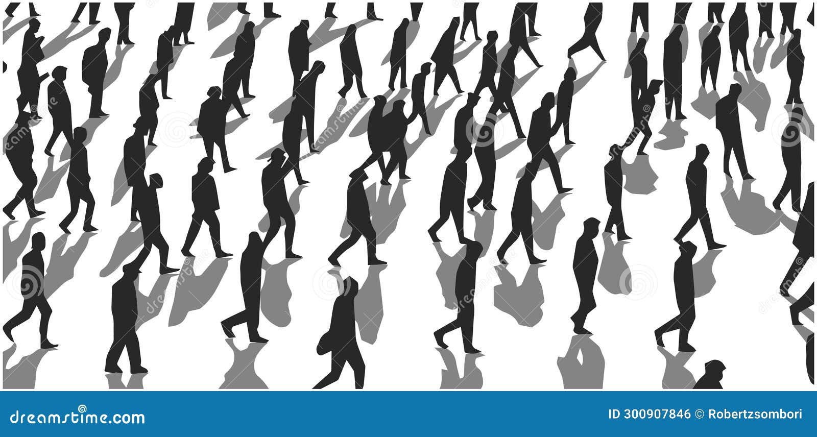 Stylized Illustration of Marching Crowd in Perspective Stock ...