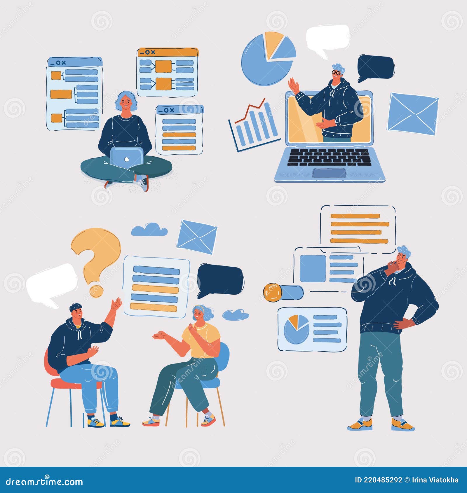 Vector Illustration of People Developing New Projects. Bundle with ...