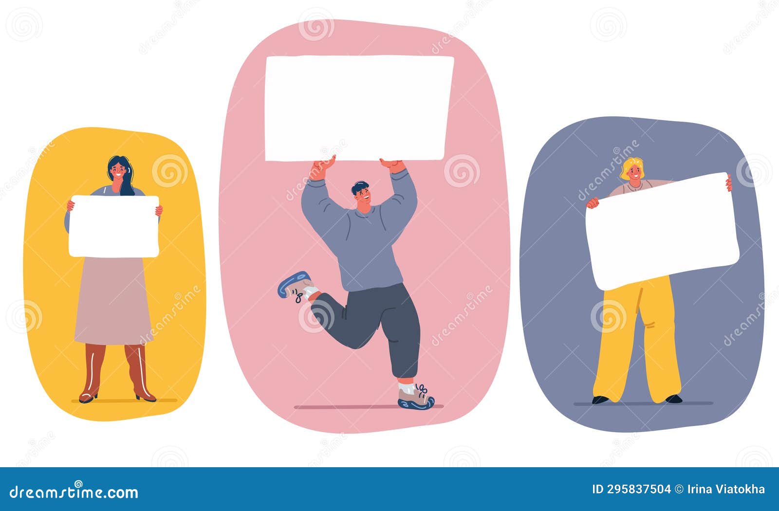 Vector Illustration of People Giving Presentation with White Empty ...