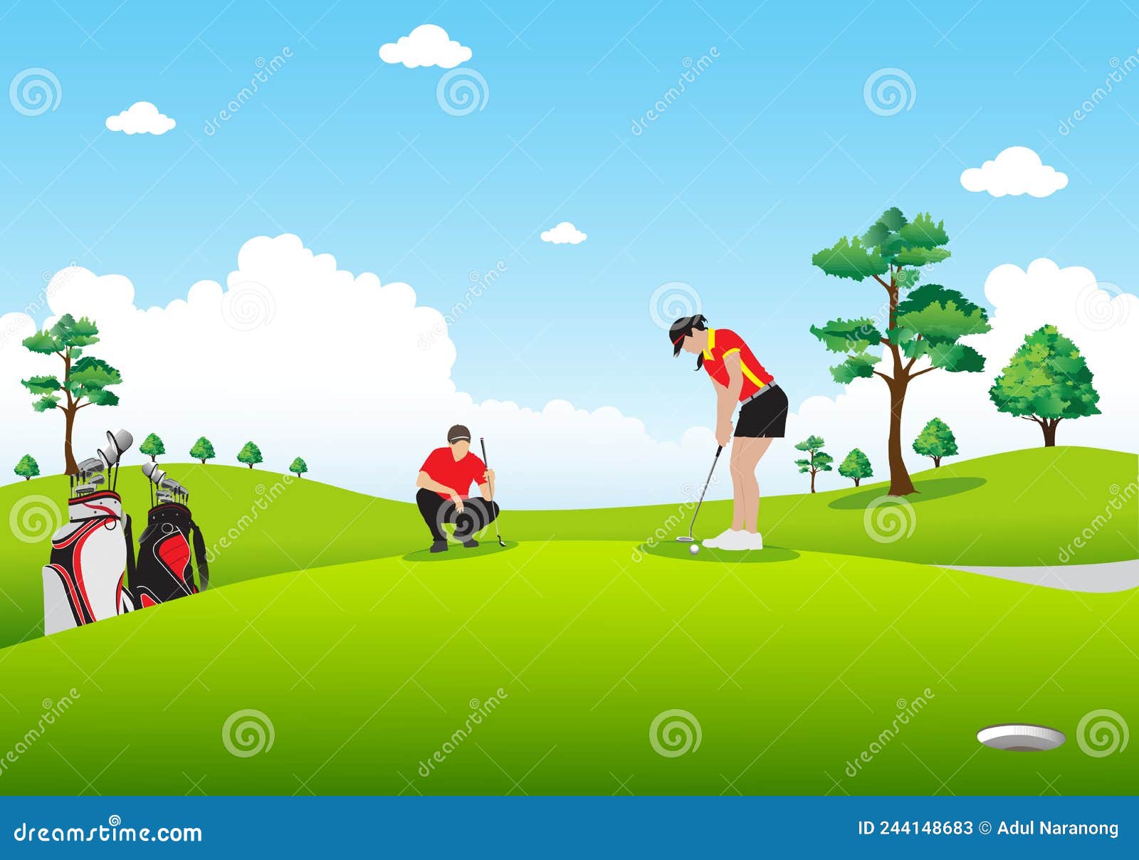Putting Golf, Golfing, Golf Course, Stock Vector - Illustration of area ...