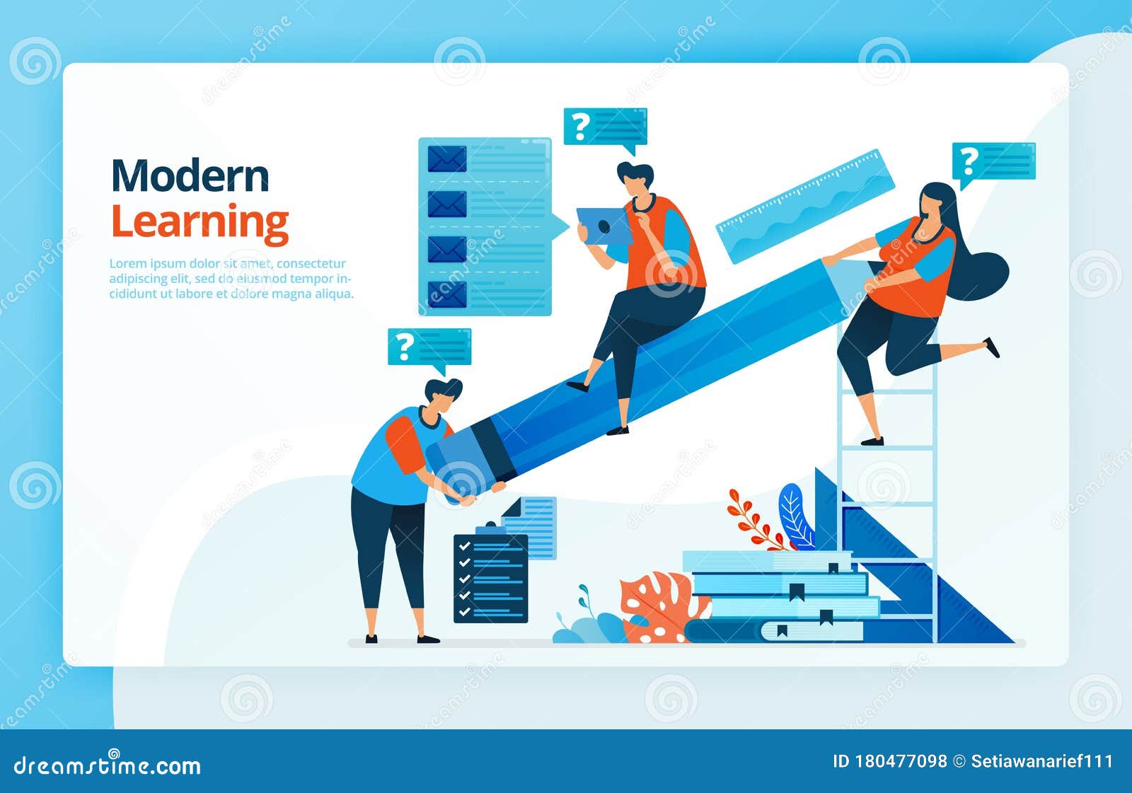 Vector Illustration of People with Internet Based Modern Learning ...