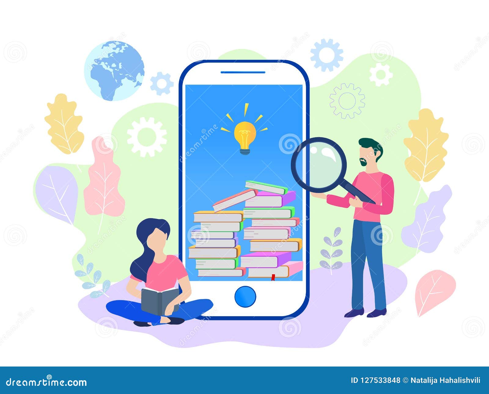 Vector Illustration People Learn and Gain Knowledge. the Creative ...